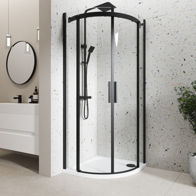 Stratos 8+ Elite Black 900mm Frameless Quadrant Shower Enclosure | The ...