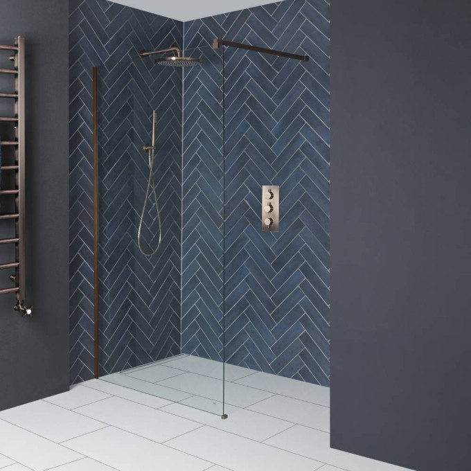 Navy Herringbone - Showerwall Acrylic | The Bathroom and Tile Centre in ...